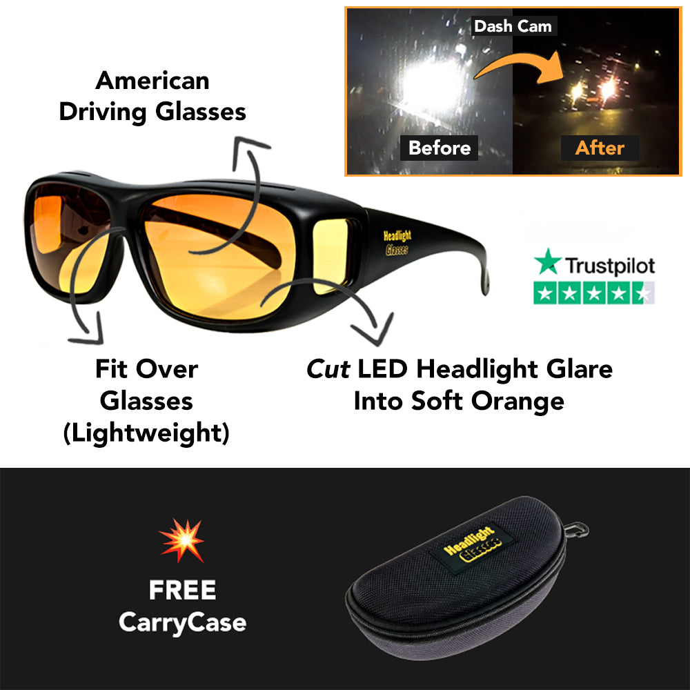 Night Driving Fit Over Glasses | Women's and Men's | Headlight Glasses ...