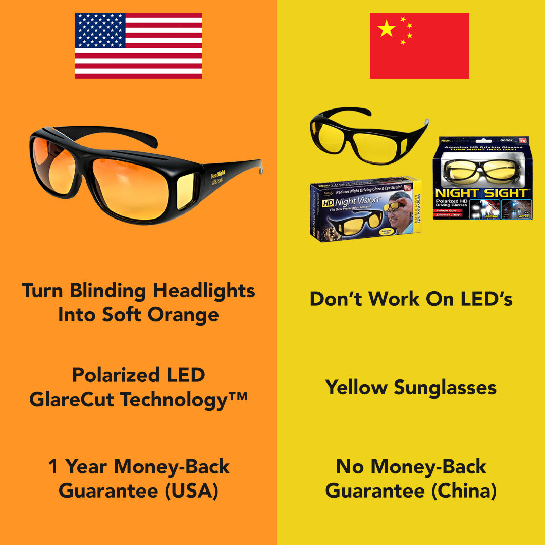 Night Driving Fit Over Glasses | Women's and Men's | Headlight Glasses ...