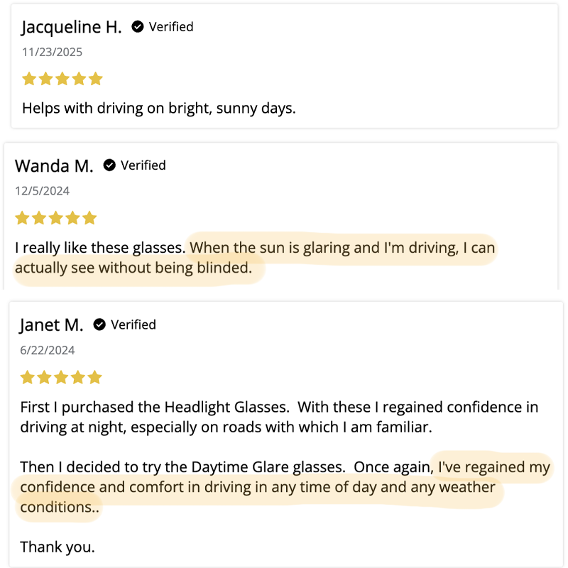 Daytime Driving Glasses | Women's and Men's | SunGlare Glasses ...